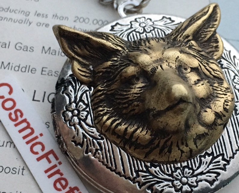 Fox Locket Necklace Brass Fox Necklace Gothic Victorian Style | Etsy