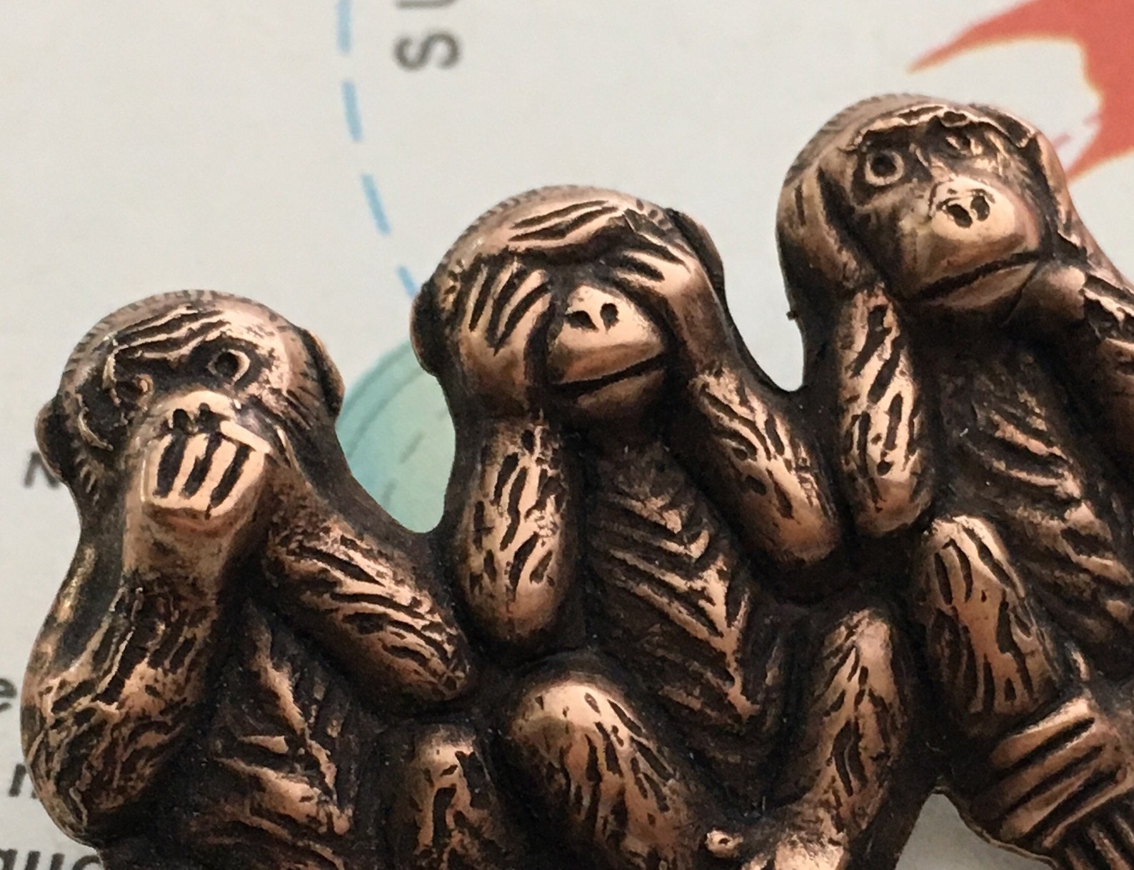 Copper Monkeys Pin Brooch Steampunk Pin Steampunk Brooch Speak | Etsy