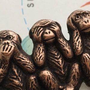 Copper Monkeys Pin Brooch Steampunk Pin Steampunk Brooch Speak See Hear ...