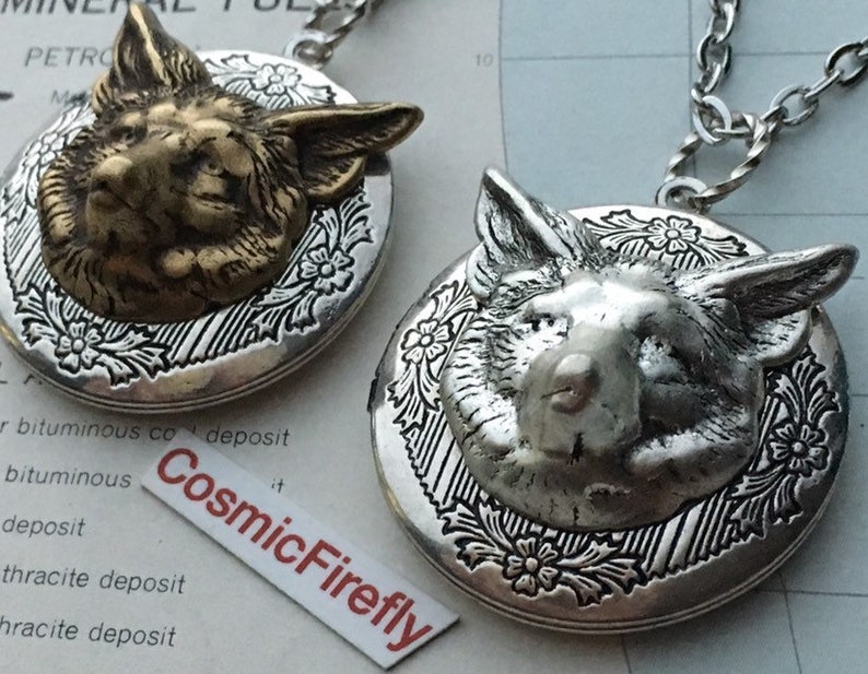 Fox Locket Necklaces Set of 2 Vintage Inspired Gothic | Etsy