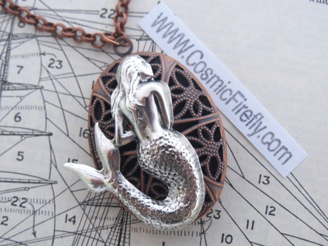 Mermaid Locket Necklace Gothic Victorian Nautical Steampunk - Etsy