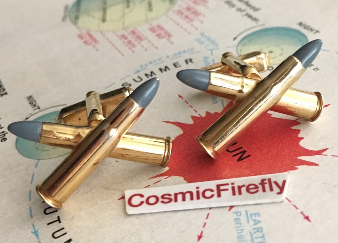 Vintage Gun Bullet Cufflinks 1950's Mid Century Vintage Double Rifle ...