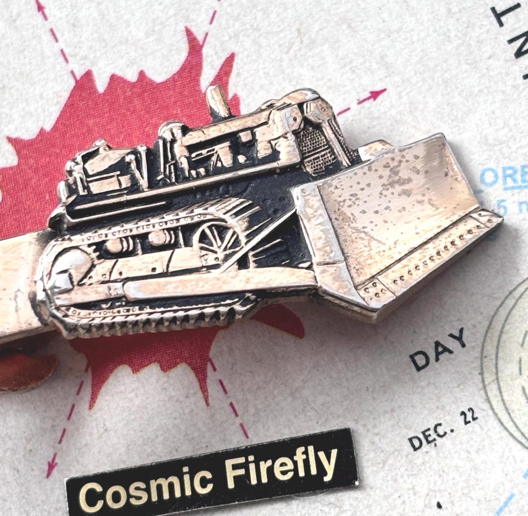 Vintage Bulldozer Tie Bar Steampunk Construction Wedding Heavy ...