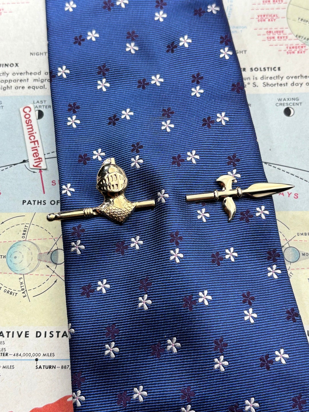 1950's Vintage Medieval Knight Sword Tie Bar Clip Jousting Battle Axe ...