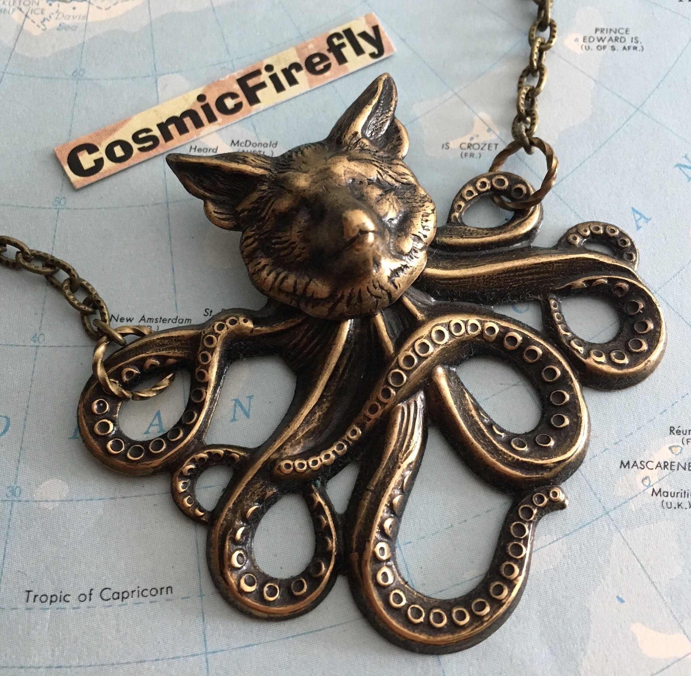 Foxtopus Necklace Half Fox / Half Octopus Fox Necklace Octopus | Etsy