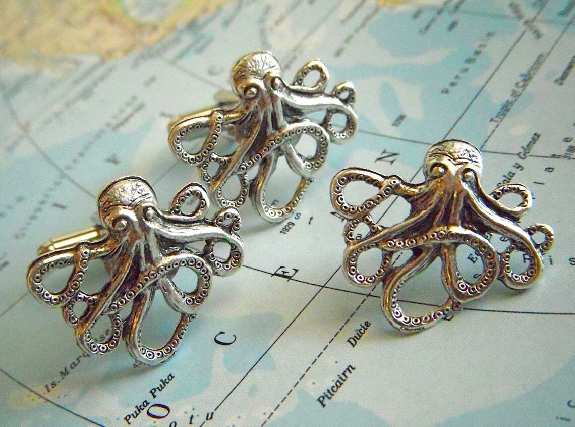 Octopus Cufflinks & Tie Tack Set of 3 Original Cufflink | Etsy