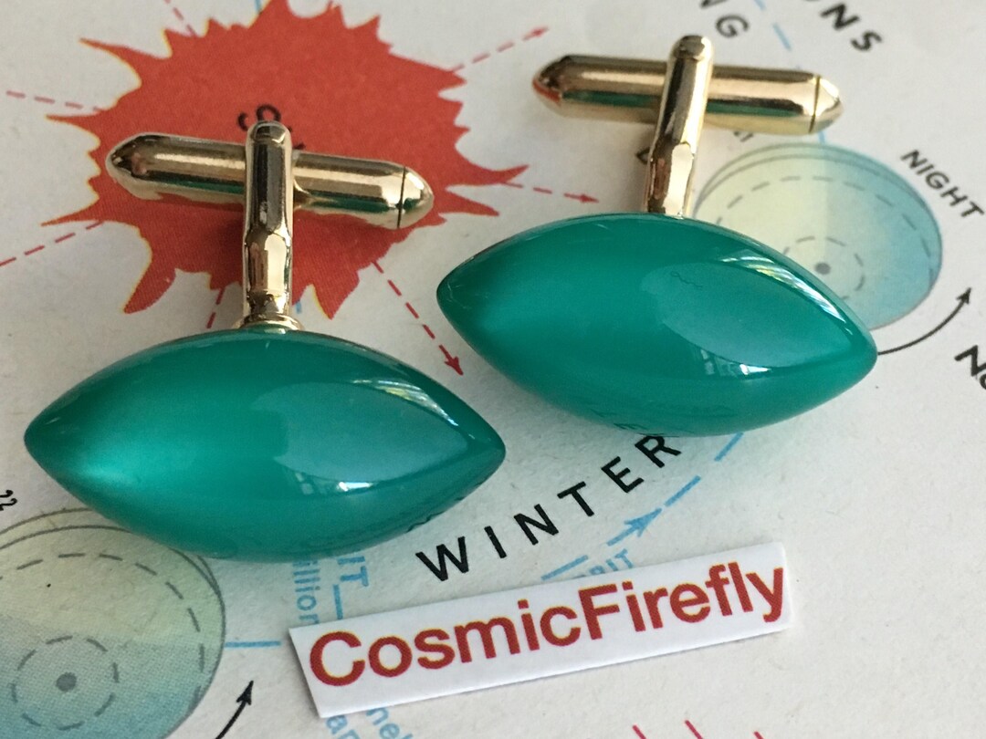 1950's Vintage Green Glass Football Shape Men's Mid Century Vintage ...
