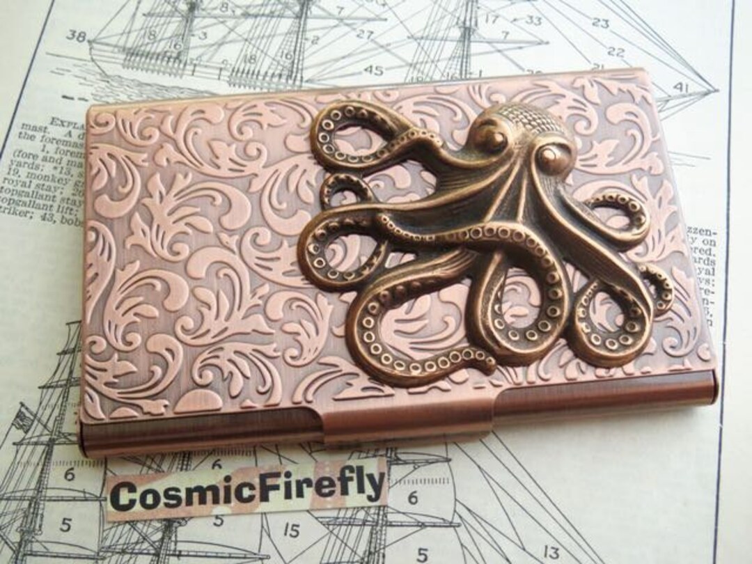 Copper Octopus Business Card Case Holder Gothic Victorian - Etsy