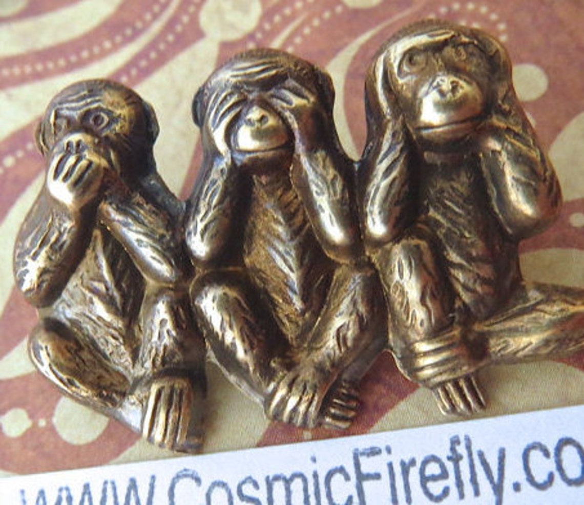 Brass Monkeys Pin Brooch Speak See Hear No Evil Monkey - Etsy