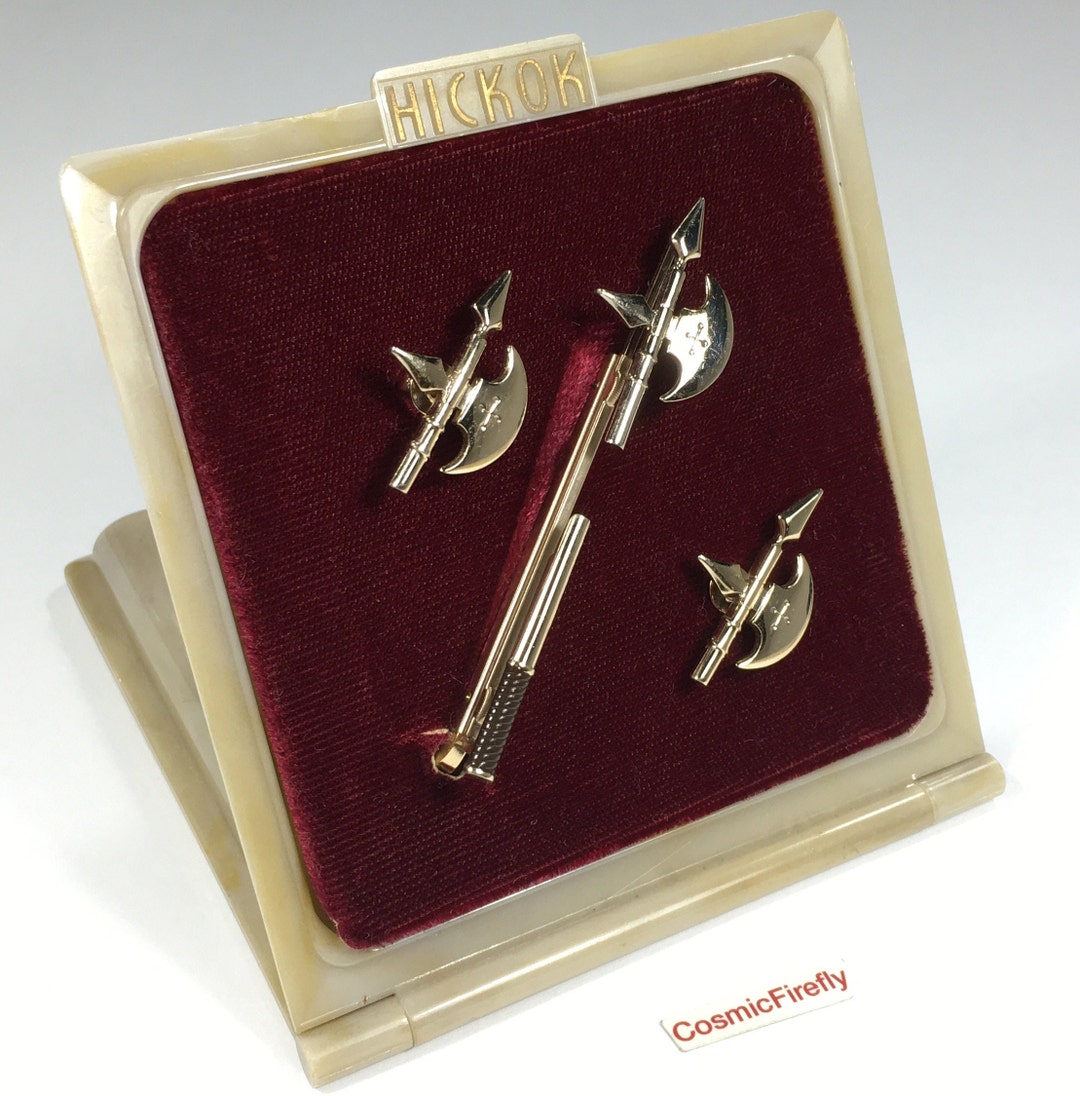 1950's Mid Century Medieval Battle Axe Vintage Cufflinks Tie Bar Set ...