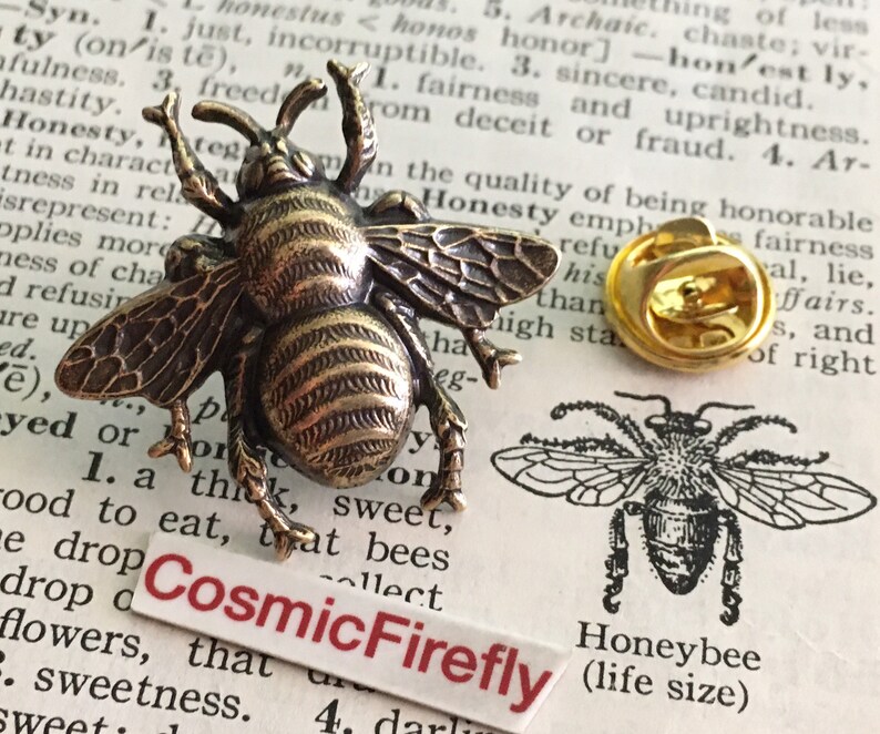 Brass Bee Tie Tack Big Bumble Bee Pin Gothic Victorian - Etsy
