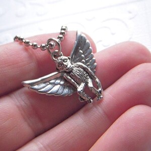 Small Flying Monkey Necklace Wizard of Oz Wicked Witch Inspired Silver ...