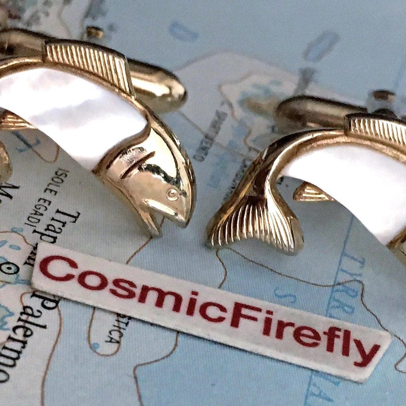 Antique Cufflinks Fish - Etsy