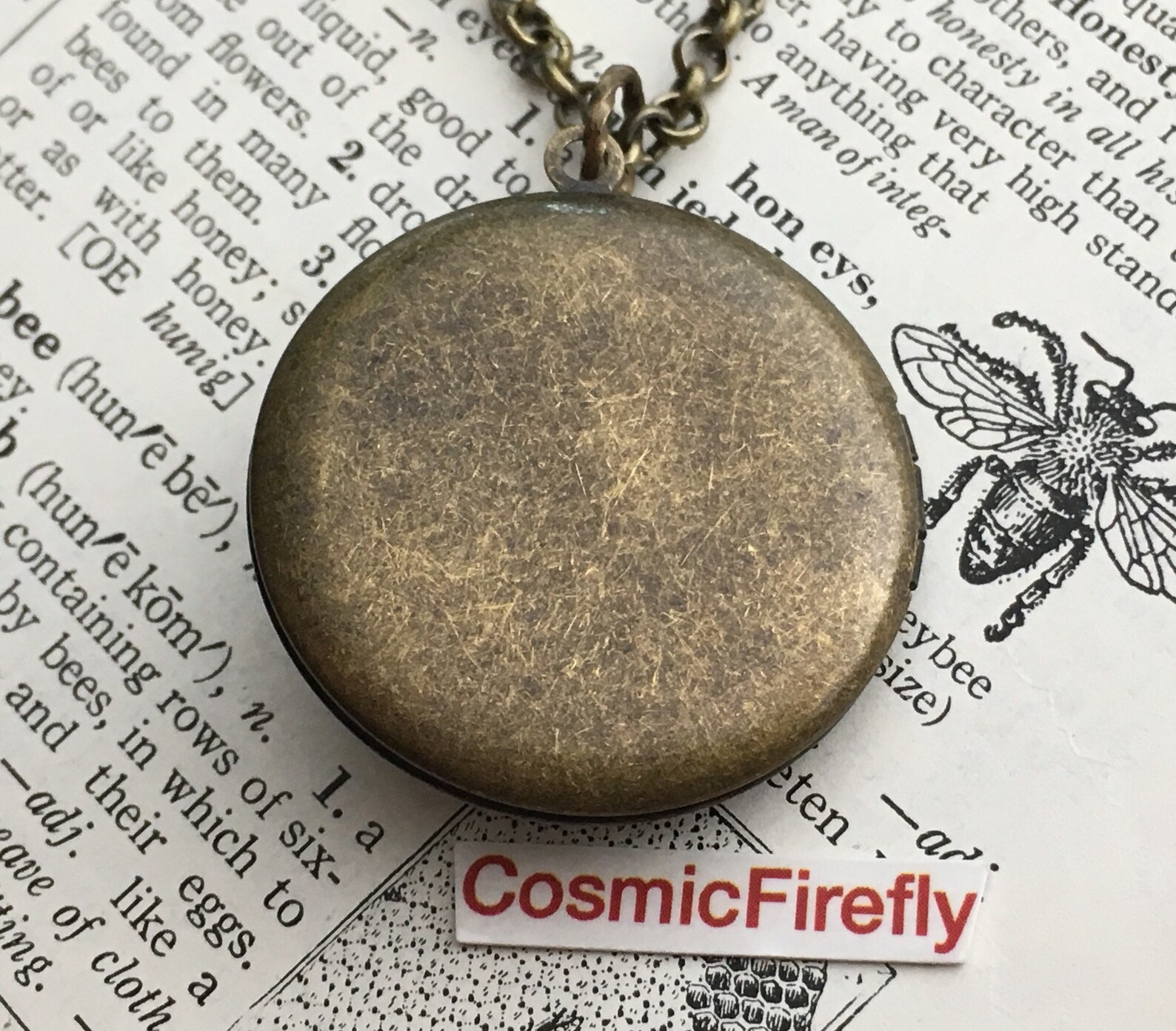 Rustic Bee Locket Necklace Vintage Reproduction Round | Etsy