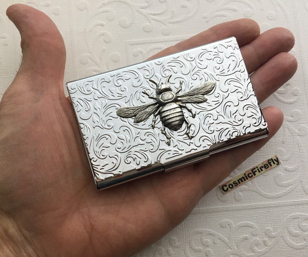 Silver Bee Business Card Case Bumble Bee Gothic Victorian Silver Plated ...