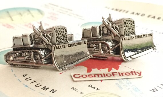 Vintage Bulldozer Cufflinks Construction Wedding Heav… - Gem