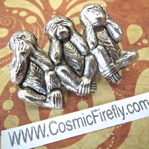 Brass Monkeys Pin Brooch Speak See Hear No Evil Monkey - Etsy