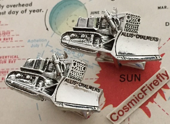 Vintage Bulldozer Cufflinks Construction Wedding Heav… - Gem