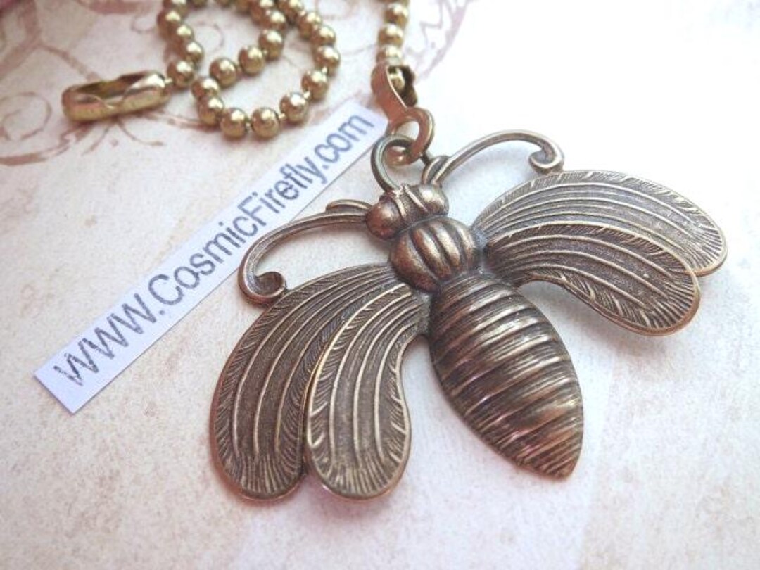 Bumble Bee Fan Pull Chain Handle Lamp Pull Stamped Brass 2" Cottagecore ...