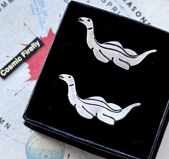 1950's Vintage Loch Ness Monster Cufflinks Sterling S… - Gem