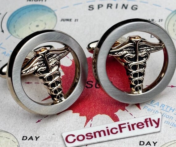 1950's Vintage Doctor Cufflinks Medical Caduceus MCM … - Gem
