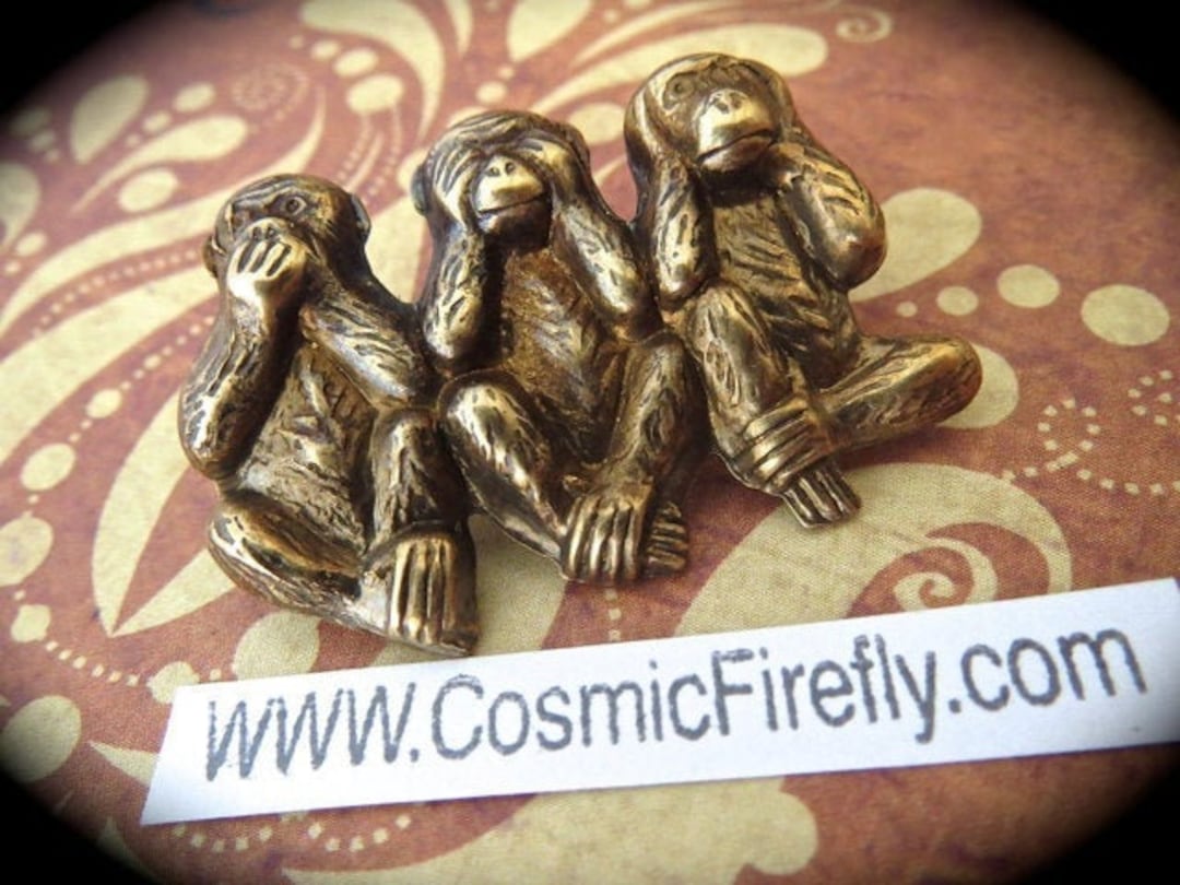 Brass Monkeys Pin Brooch Speak See Hear No Evil Monkey Steampunk ...