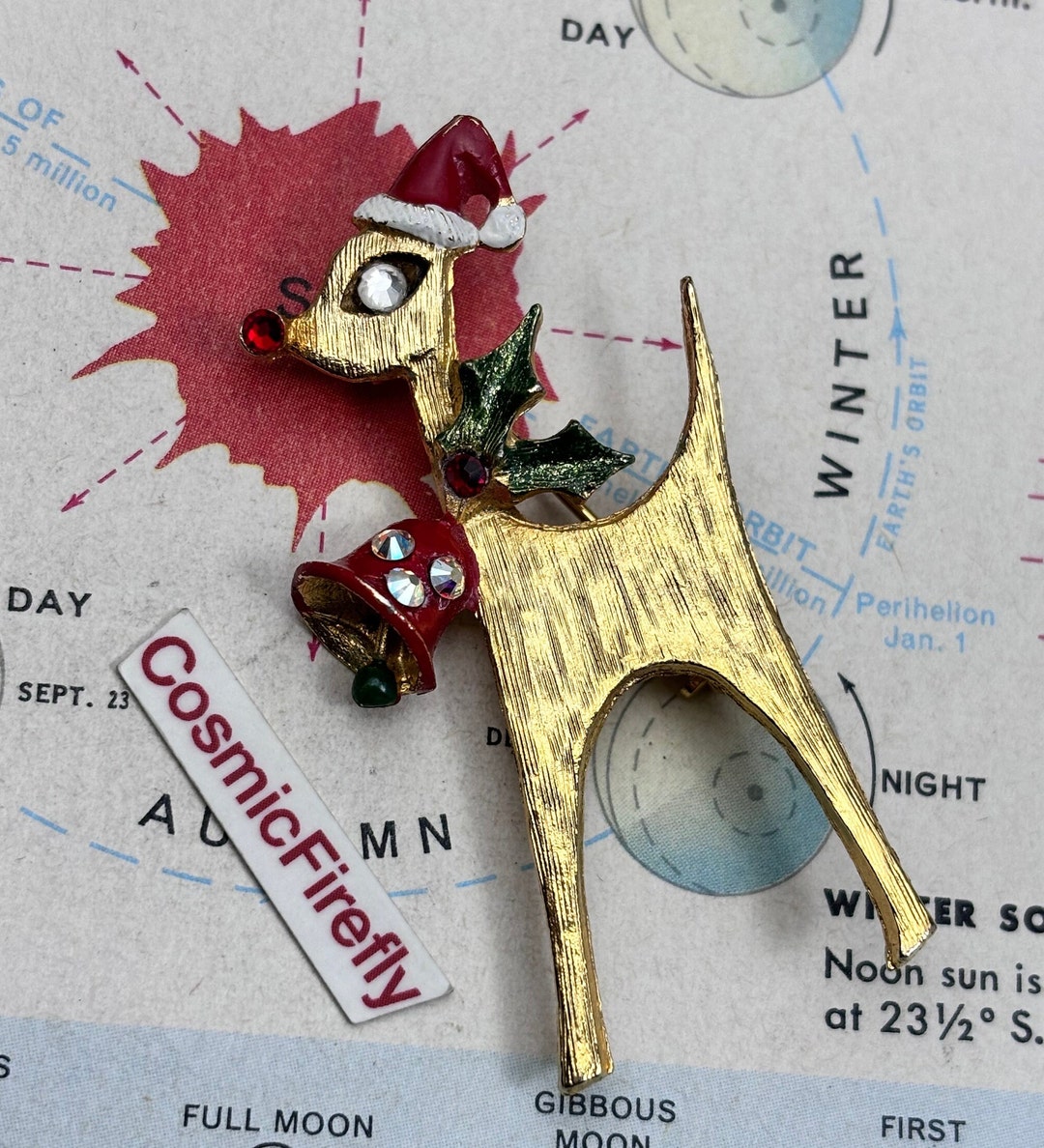 1950's Small Vintage Christmas Pin Brooch Costume Jewelry - Etsy