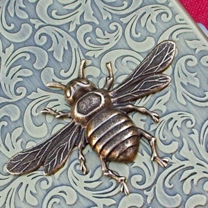 Metal Cigarette Case Antiqued Brass Bee Case Vintage Inspired Art ...