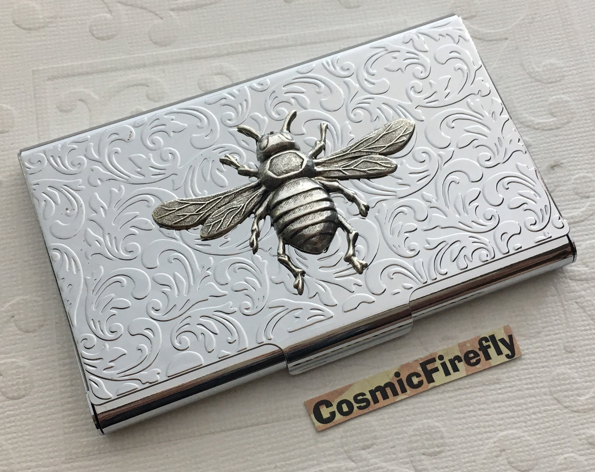 Silver Bee Business Card Case Bumble Bee Gothic Victorian | Etsy