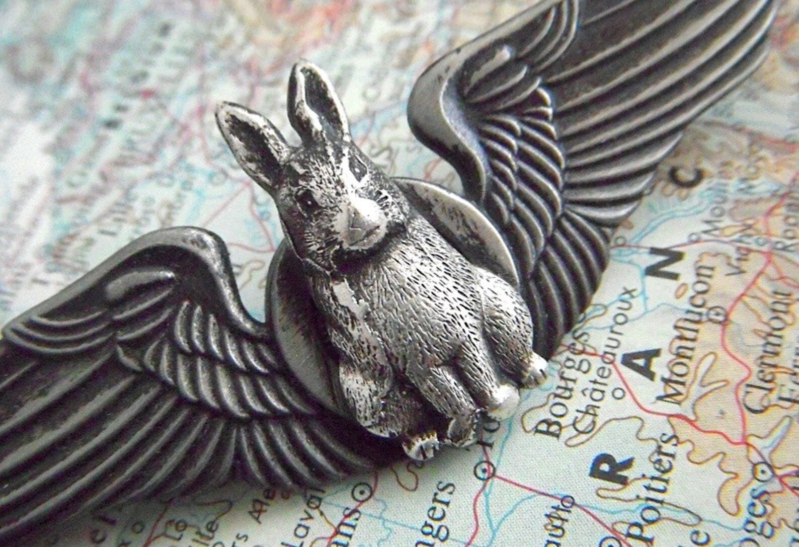 Steampunk Pin Flying Rabbit Wings Gothic Victorian Rustic | Etsy