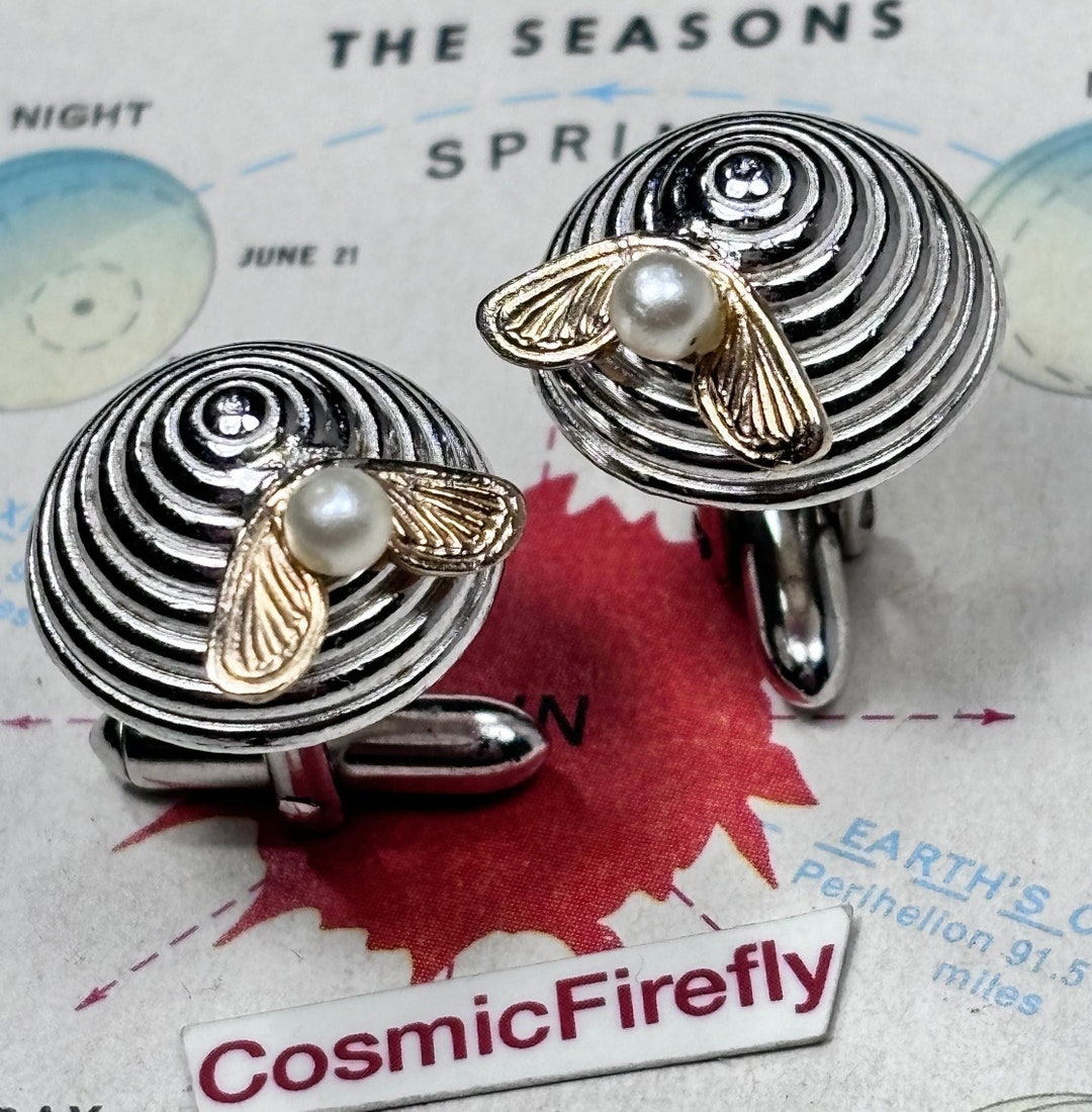 Rare Mid Century Vintage Bee Beehive Cufflinks 1950's SWANK USA Cosmic ...