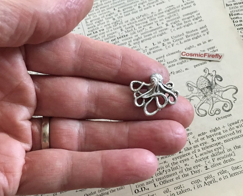Small Octopus Tie Tack Lapel Pin Rustic Silver Plated Gothic Victorian ...
