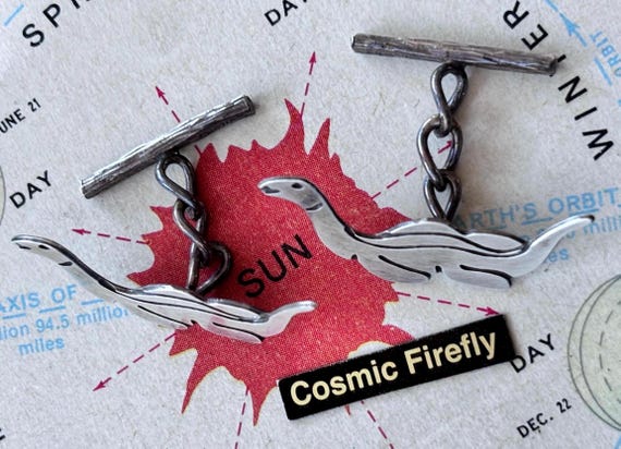 1950's Vintage Loch Ness Monster Cufflinks Sterling S… - Gem