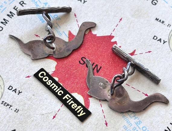 1950's Vintage Loch Ness Monster Cufflinks Sterling S… - Gem