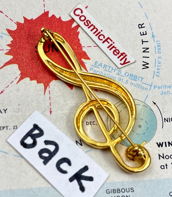 Vintage Treble Clef Music Note Pin Brooch Musical Ban… - Gem