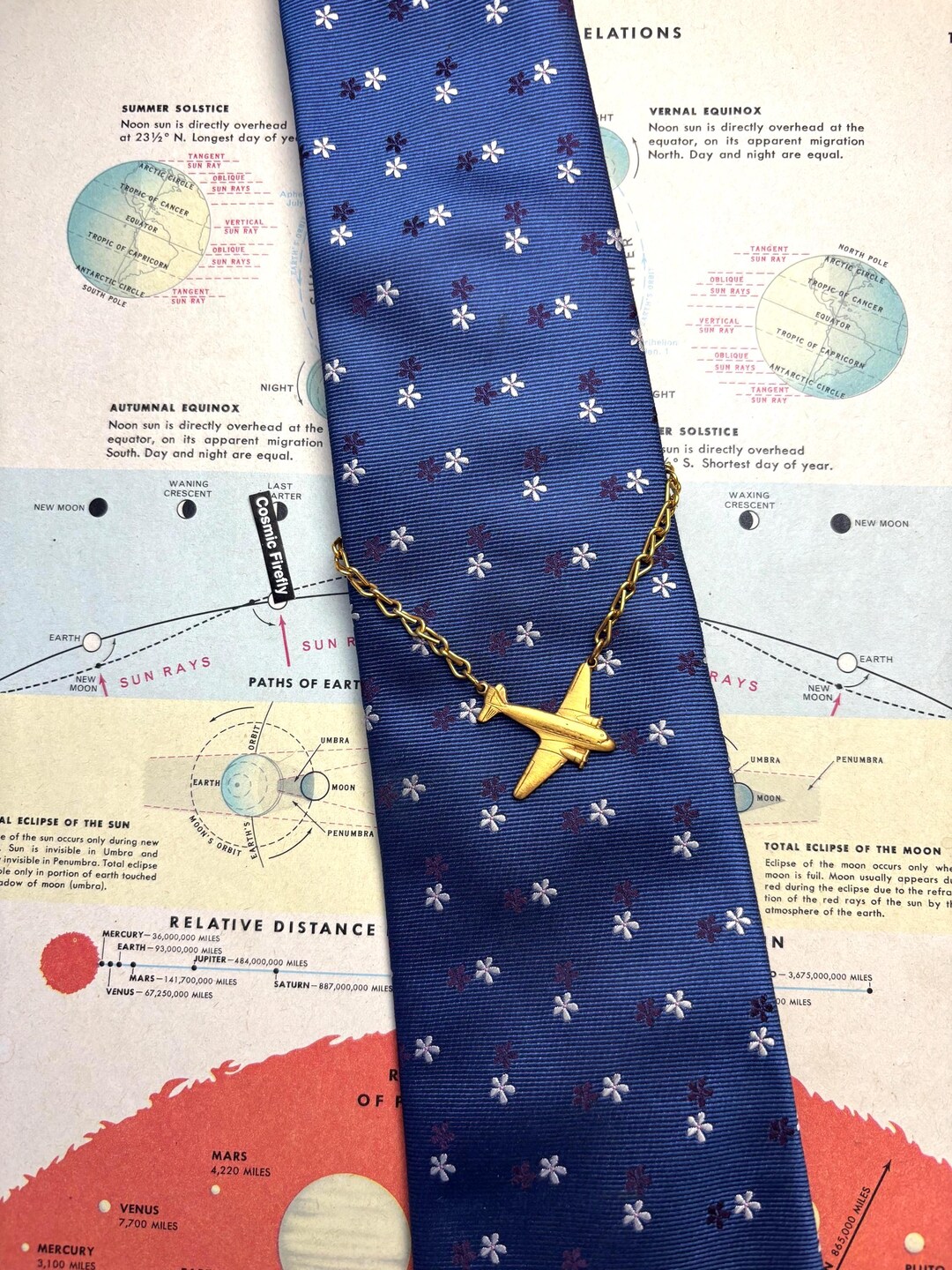 1940's Vintage Airplane Tie Bar Chain Clip DC3 Plane HICKOK USA MCM Men ...