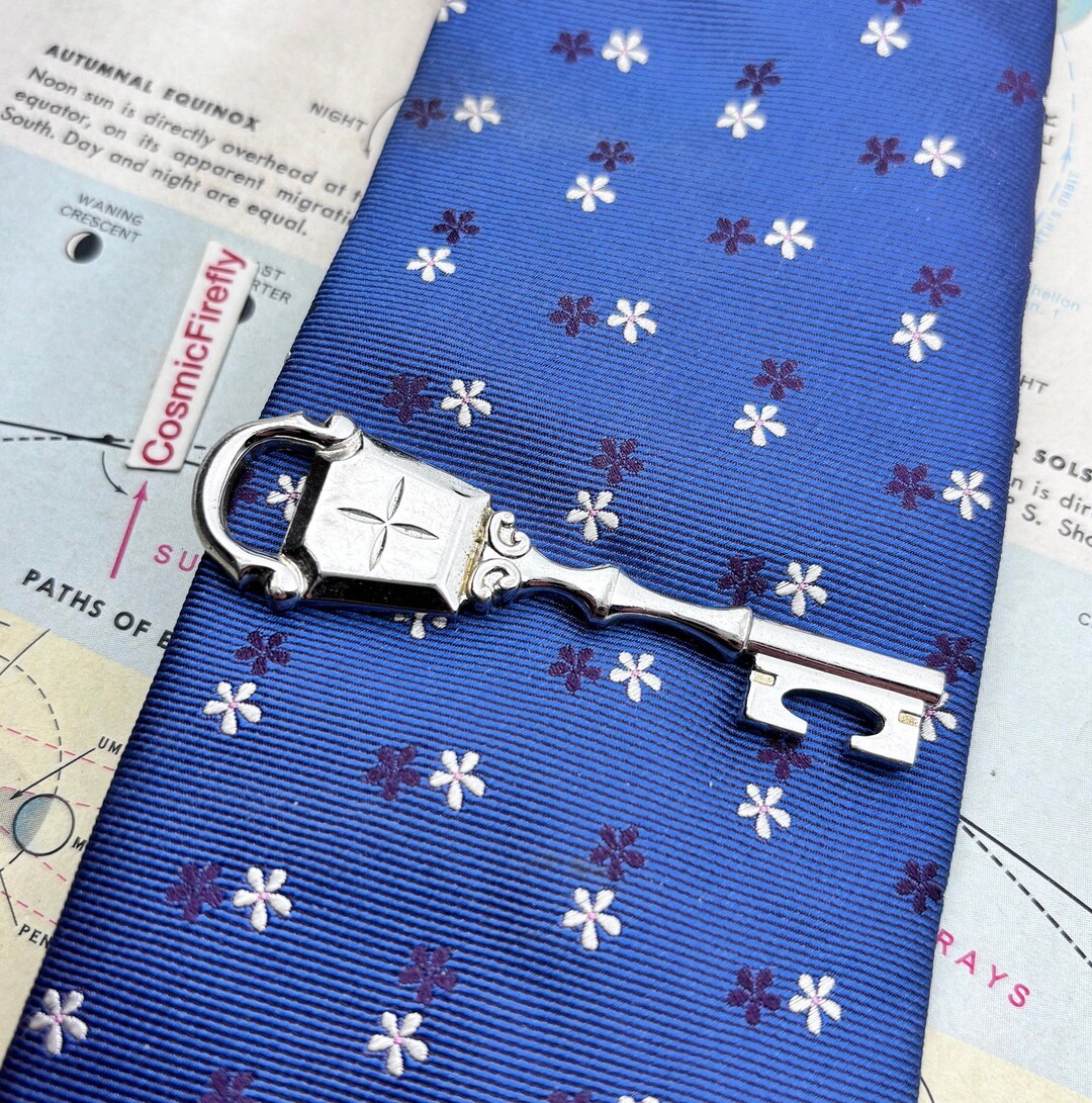 1950's Vintage Skeleton Key Tie Clip Tie Bar Clasp Mid Century Antique ...