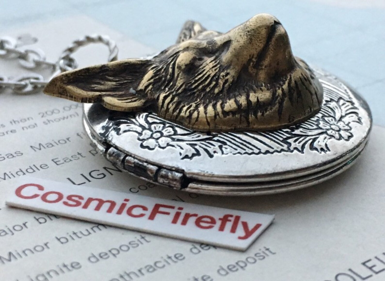 Fox Locket Necklace Brass Fox Necklace Gothic Victorian Style | Etsy