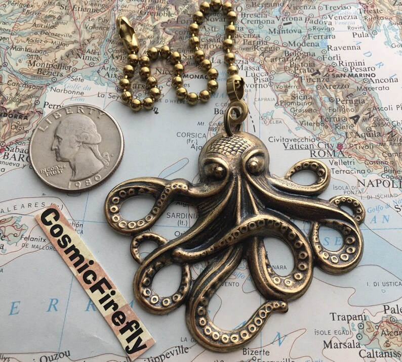 Brass Octopus Fan Pull Nautical Steampunk Ceiling Fan Pull Chain ...