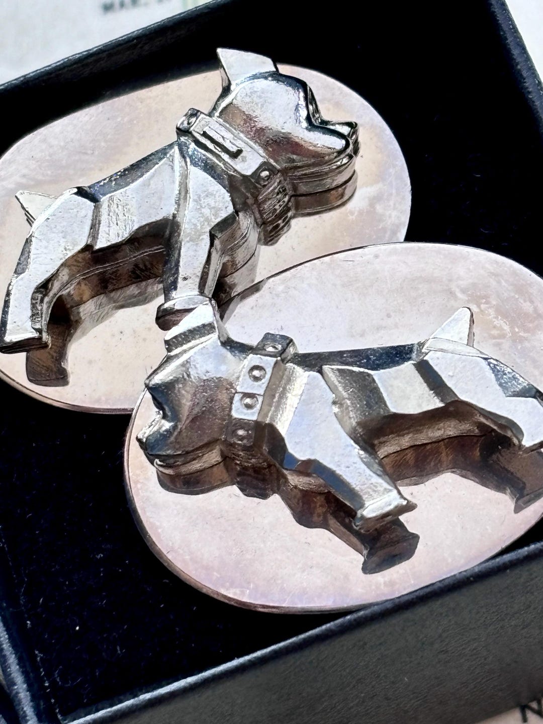 LARGE Vintage Bulldog Cufflinks 1950's MACK Dog Cufflinks Nickel Silver ...