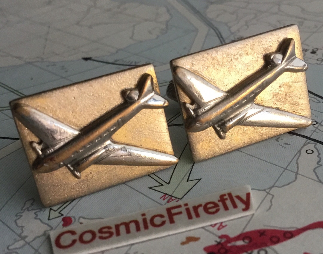 Vintage Airplane Cufflinks Mid Century Miniature DC3 Plane Cufflinks ...