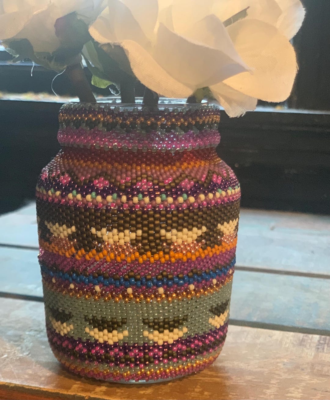 Handmade Beaded Small Jar Vase in Beautiful Unique Pattern - Etsy