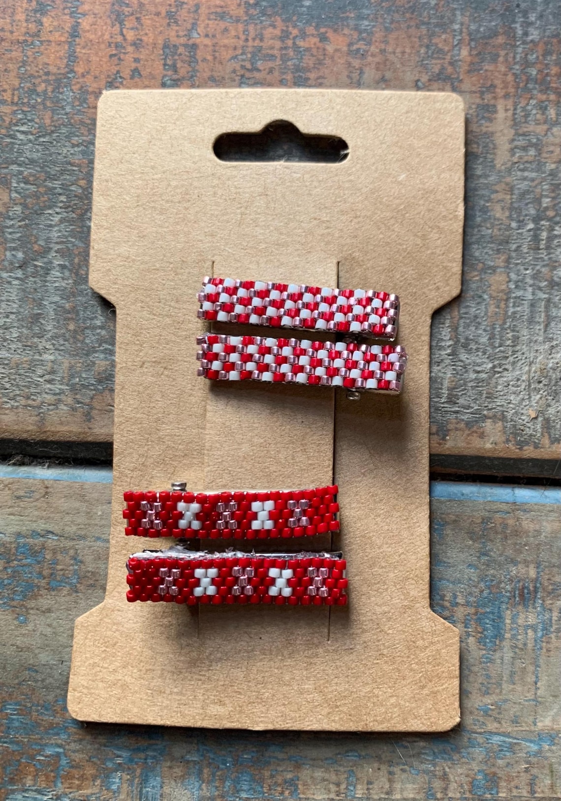 Handmade 1.25-inch Beaded Alligator Hair Clips - Coordinating Sets of 4 ...