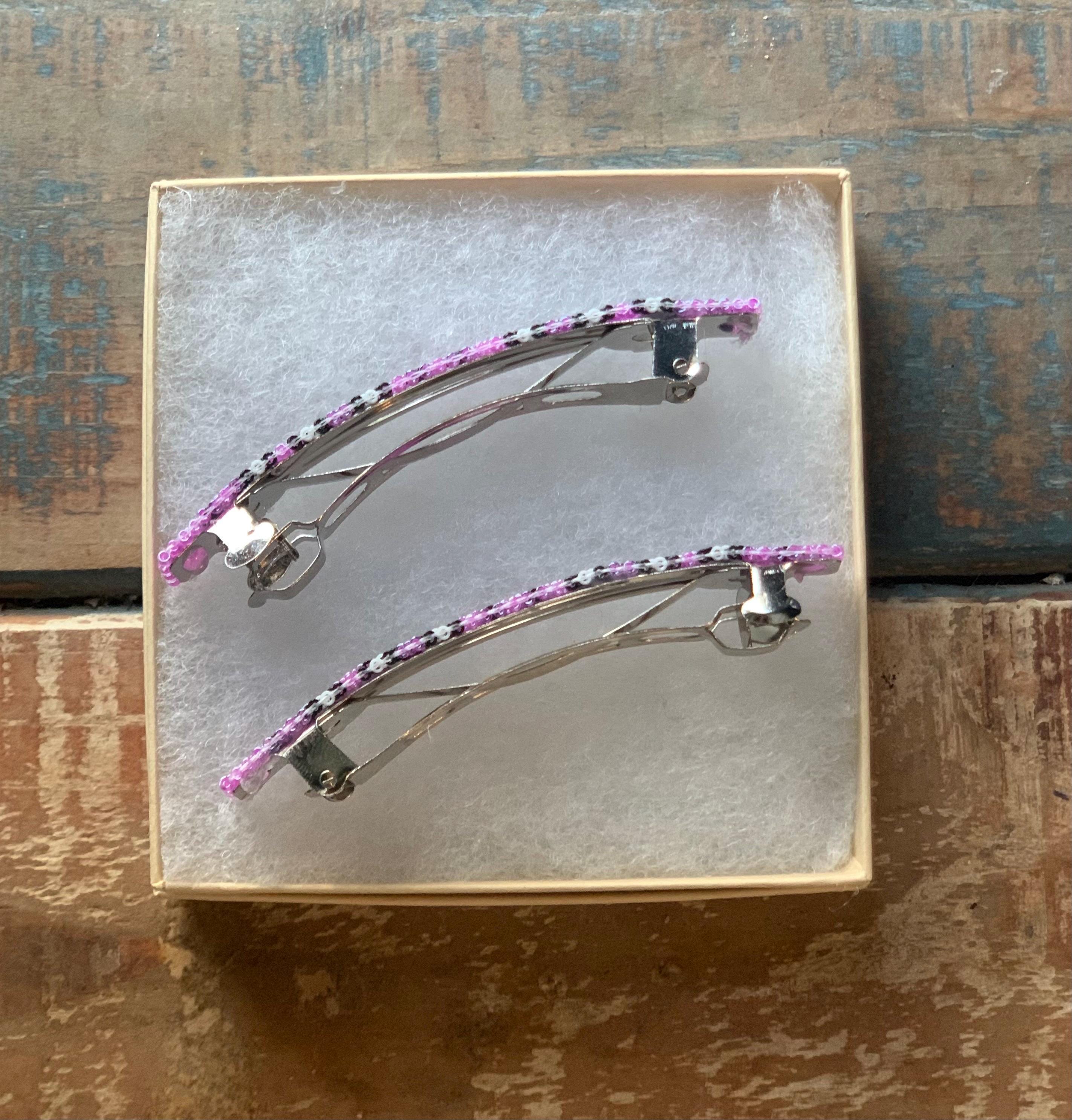 Handmade 3 Inch Beaded Barrettes - Etsy