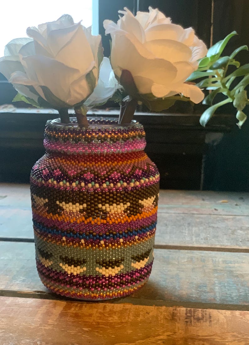 Handmade Beaded Small Jar Vase in Beautiful Unique Pattern - Etsy
