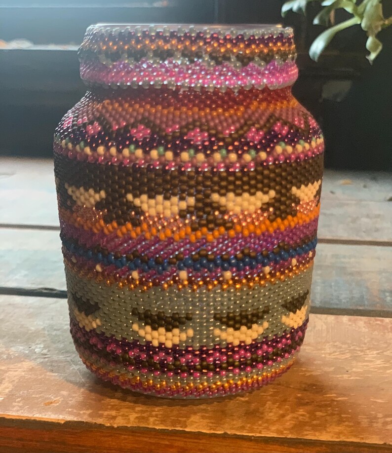 Handmade Beaded Small Jar Vase in Beautiful Unique Pattern - Etsy