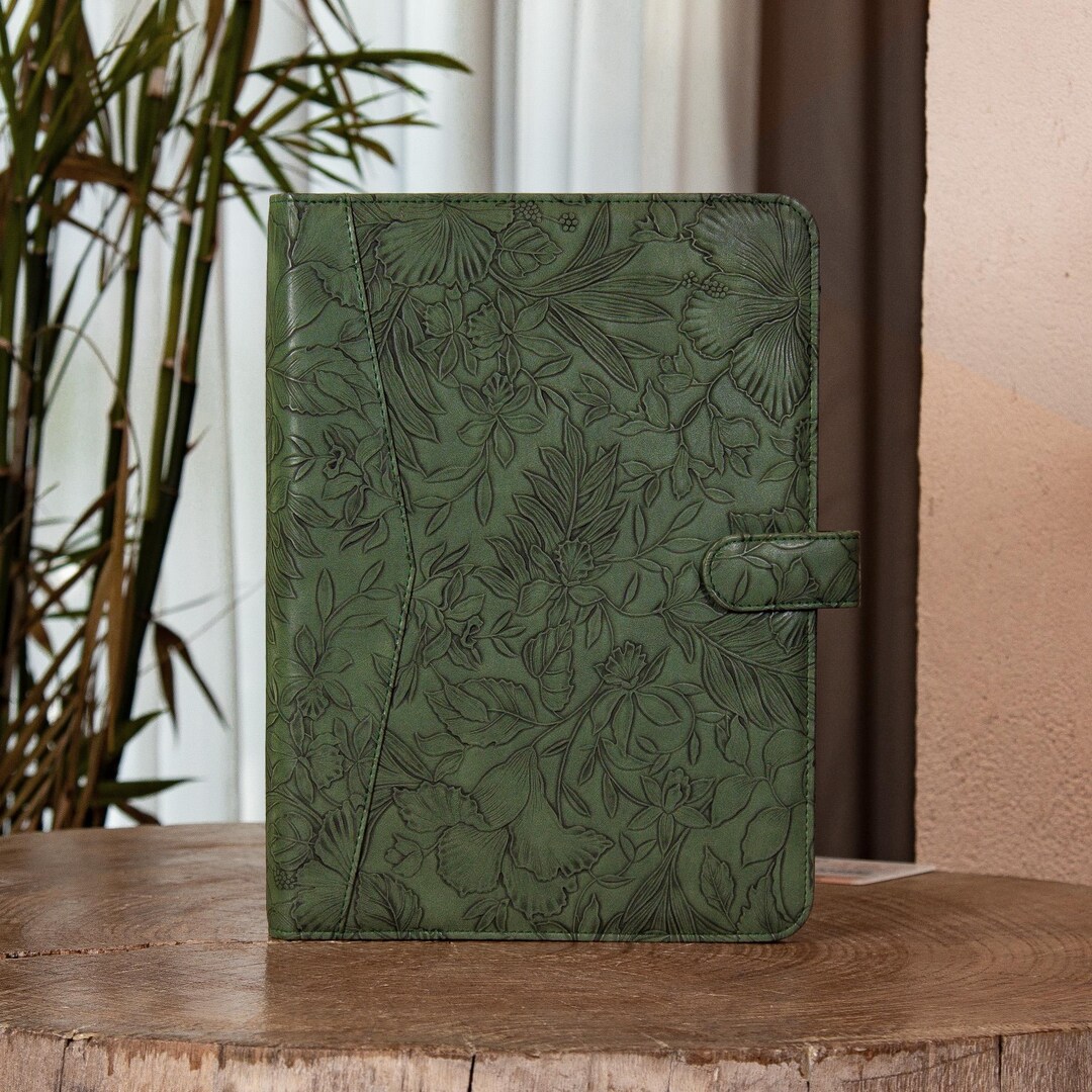 3-ring Personalized Leather Portfolio for Women, A4 Custom Journal ...