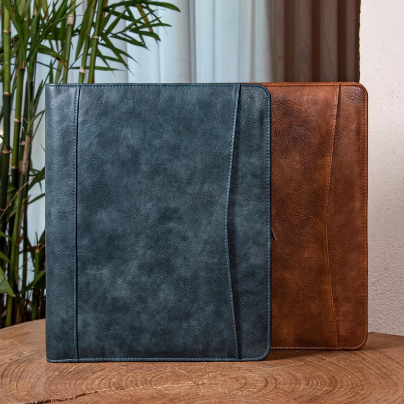 Personalized Vintage Leather Portfolio for Left-handed, Custom ...