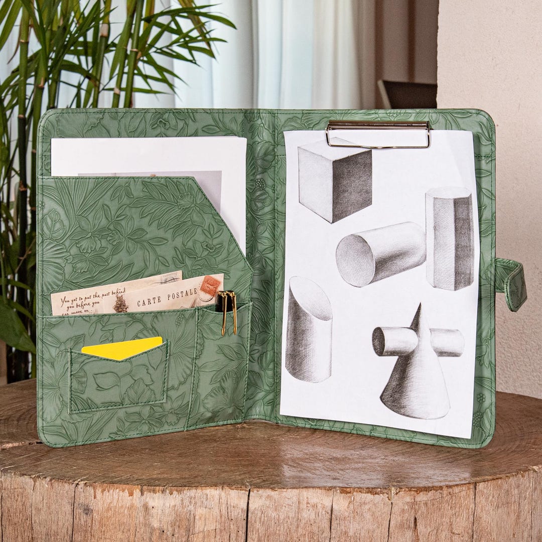 Personalized Leather Portfolio for Women, A4 Custom Journal Cover ...