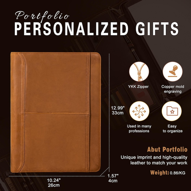 Leather Portfolio, Personalized Leather Portfolio With Pen Holder, iPad ...